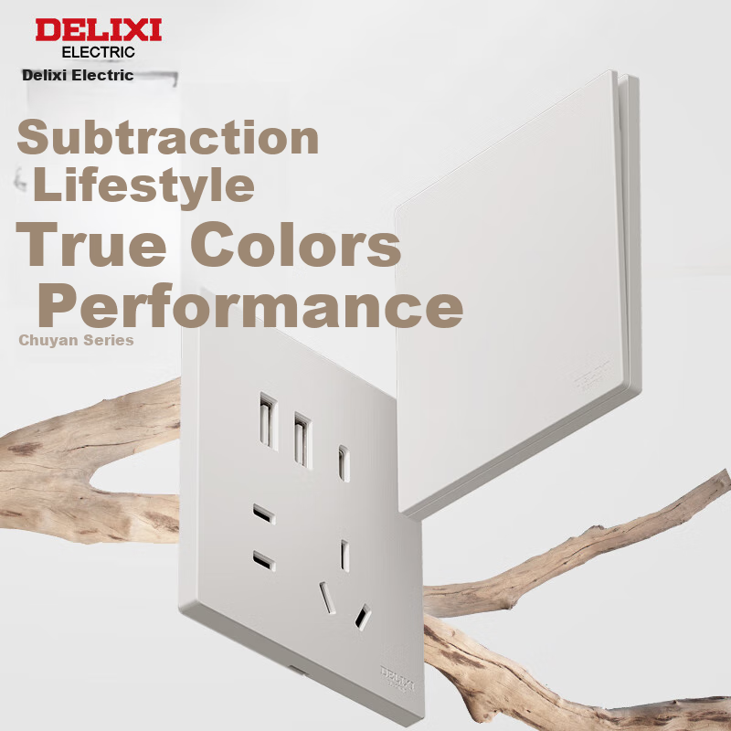 DELIXI Switch Socket 295 Ultra-thin Matte Frosted Large Plate Wall Power Switch Two-position Six-category Computer Han Yu White