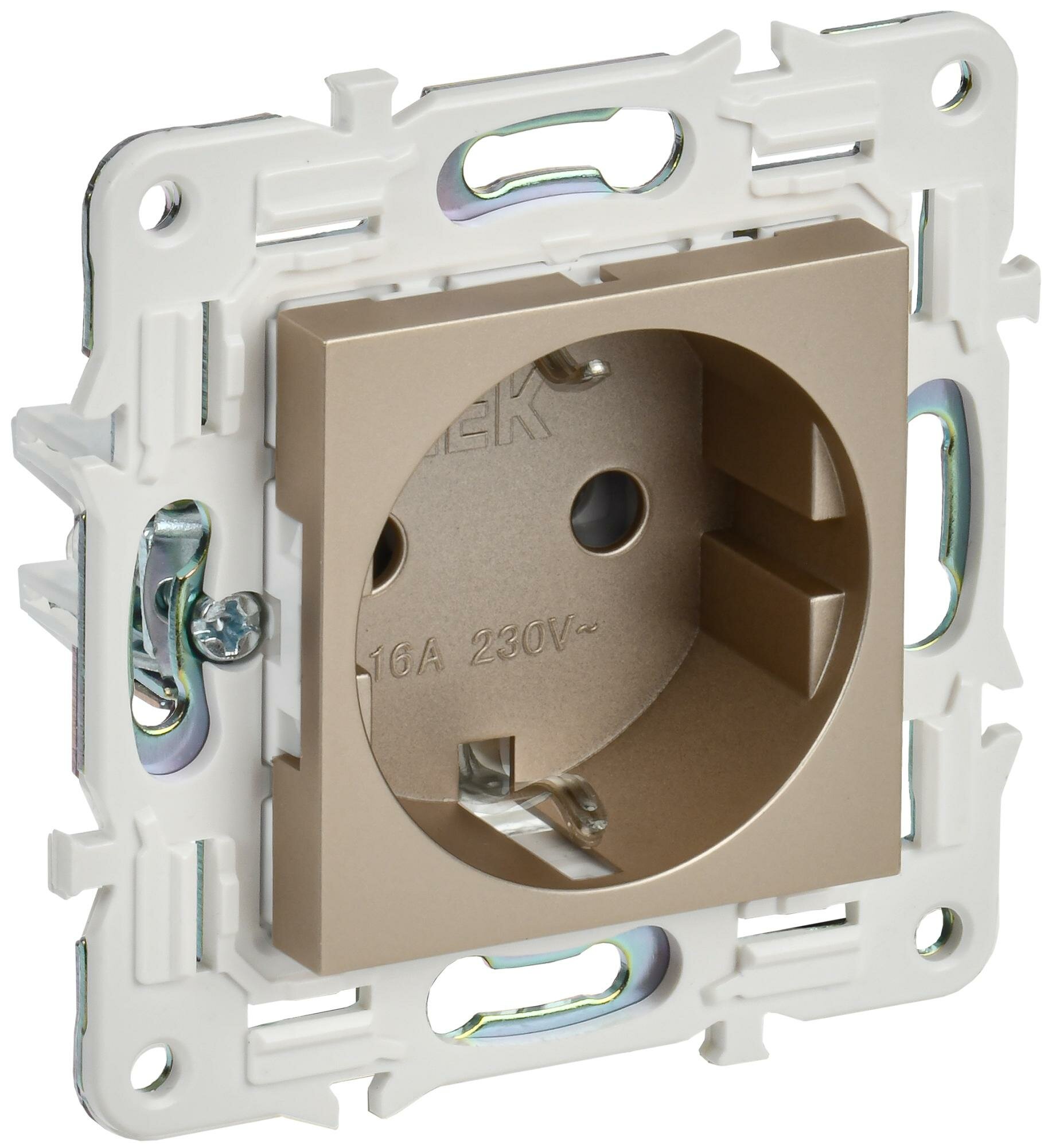 IEK SKANDY Шампань Розетка с заземлением без защитных шторок 16А SK-R05Sh, SK-R11-16-K37