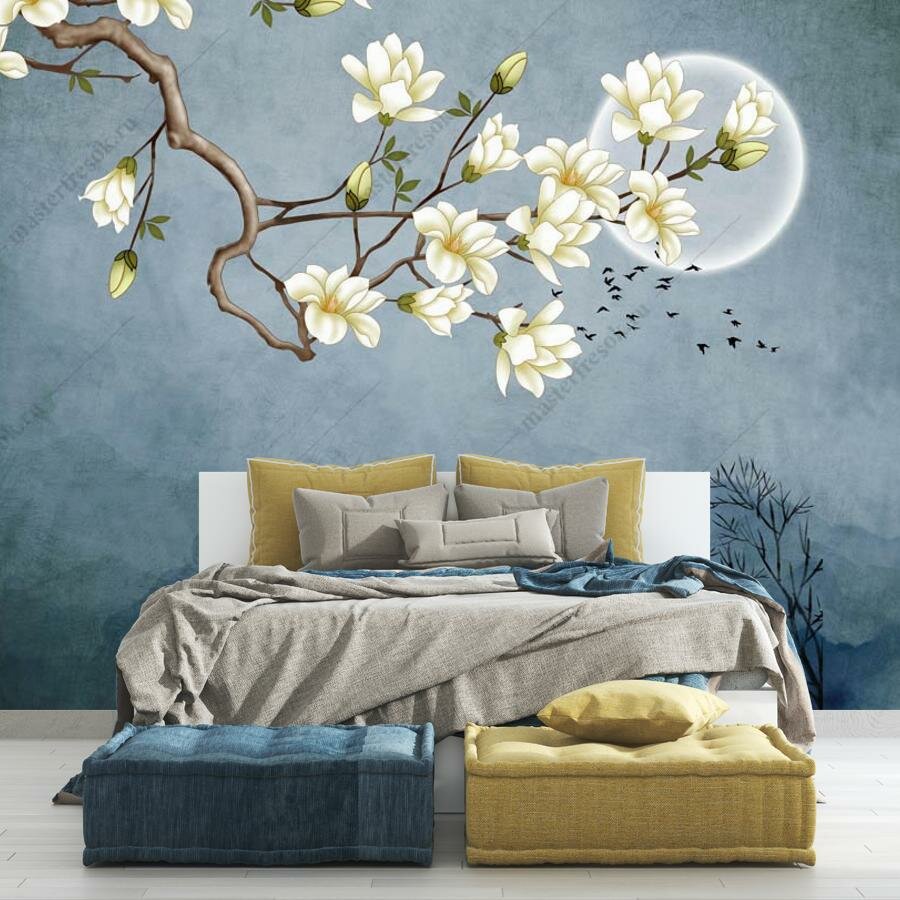 Фотообои 3д Сакура 10-910-L-Холст 270 x 400 см (ВхШ) Бесшовные, флизелиновые, влагостойкие обои MasterFresok