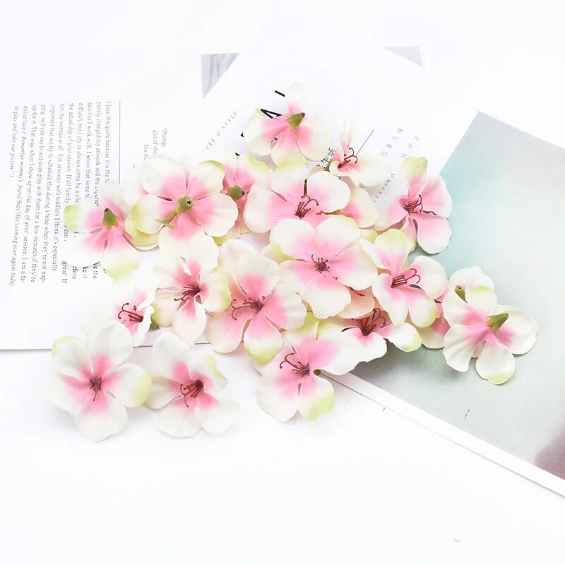 Искусственные шелковые цветы вишни, 20 шт Белый, 11