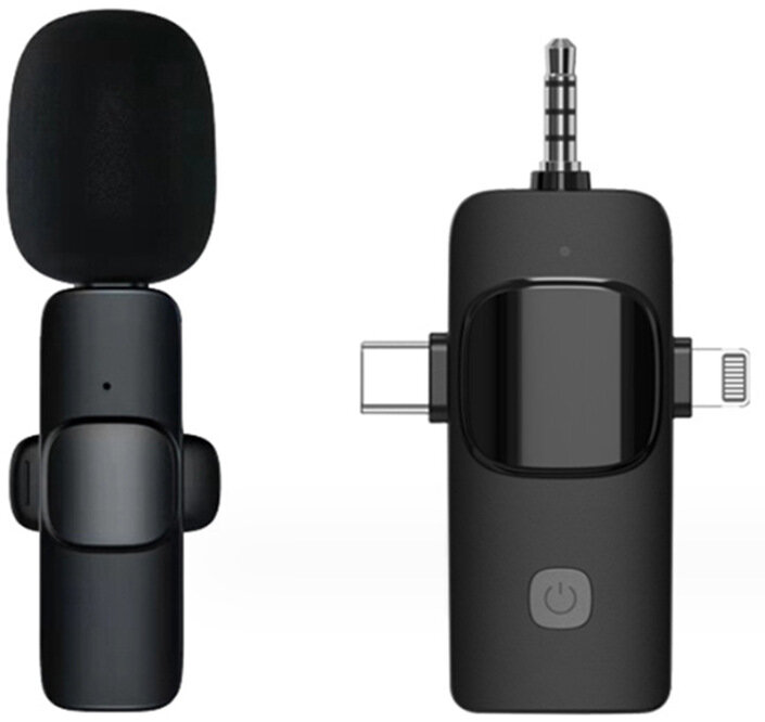 Микрофон петличный, беспроводной, для подавления шума, с портом для зарядки