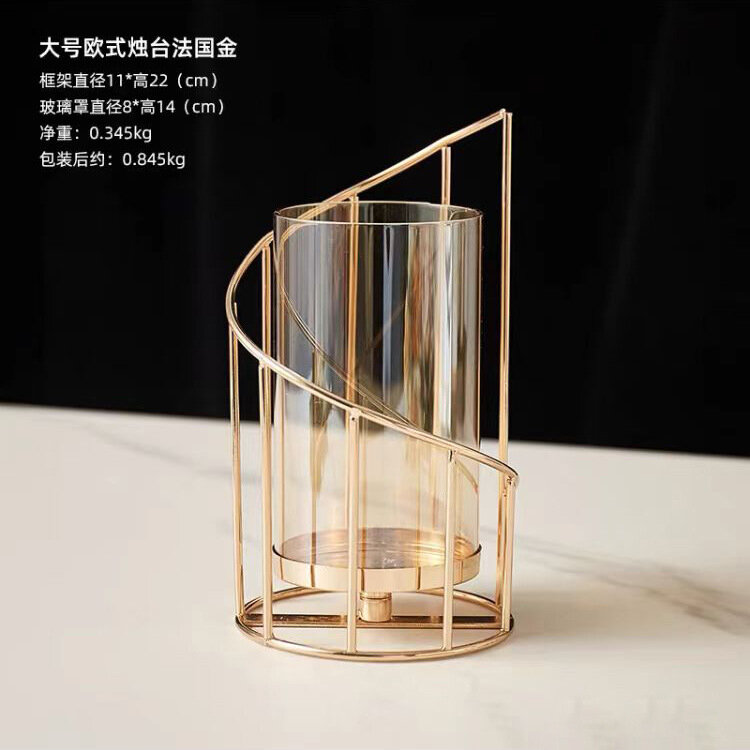 Подсвечник "Скандинавский", кованое железо, золотистый, большой