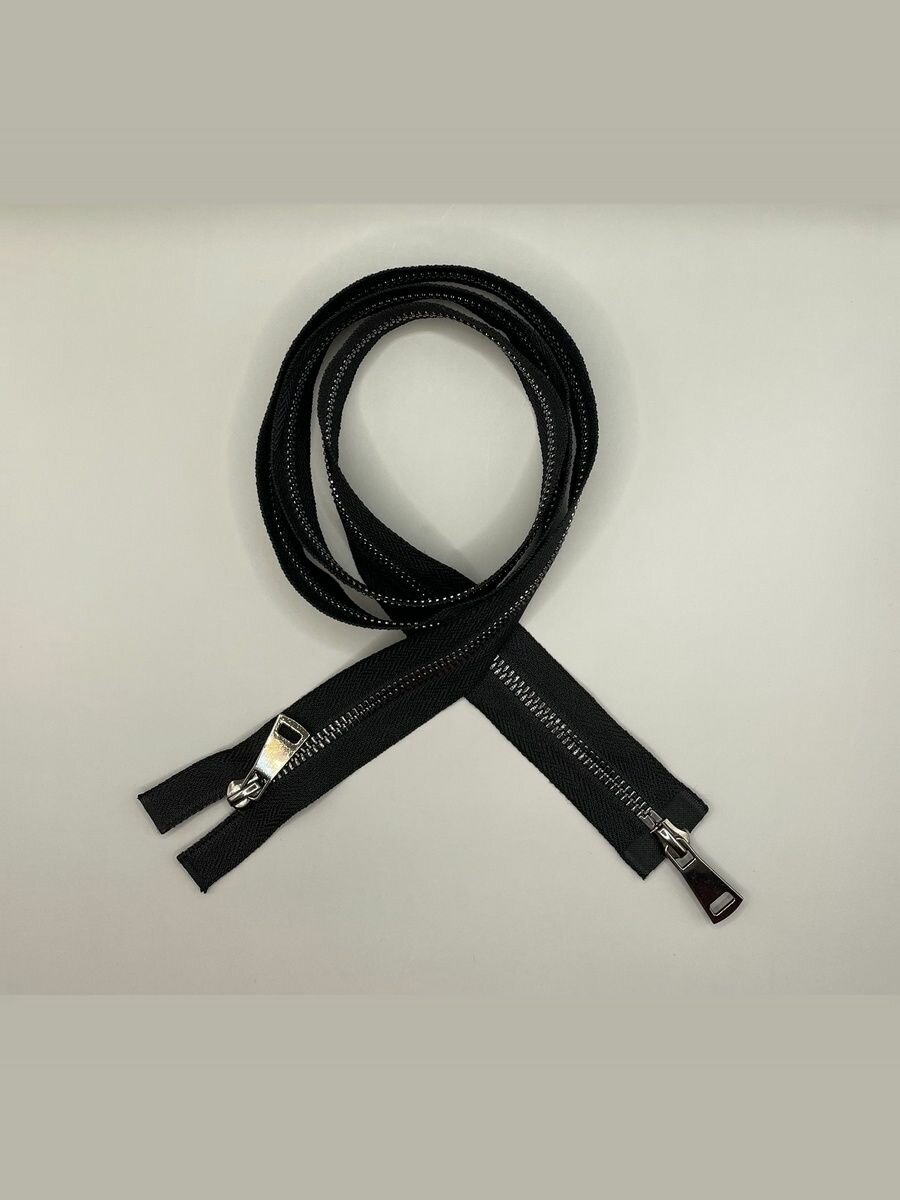 Молния(титан-легкий металл) , тип 5,150см, черный, зубья т. металл,2 замка.1шт.