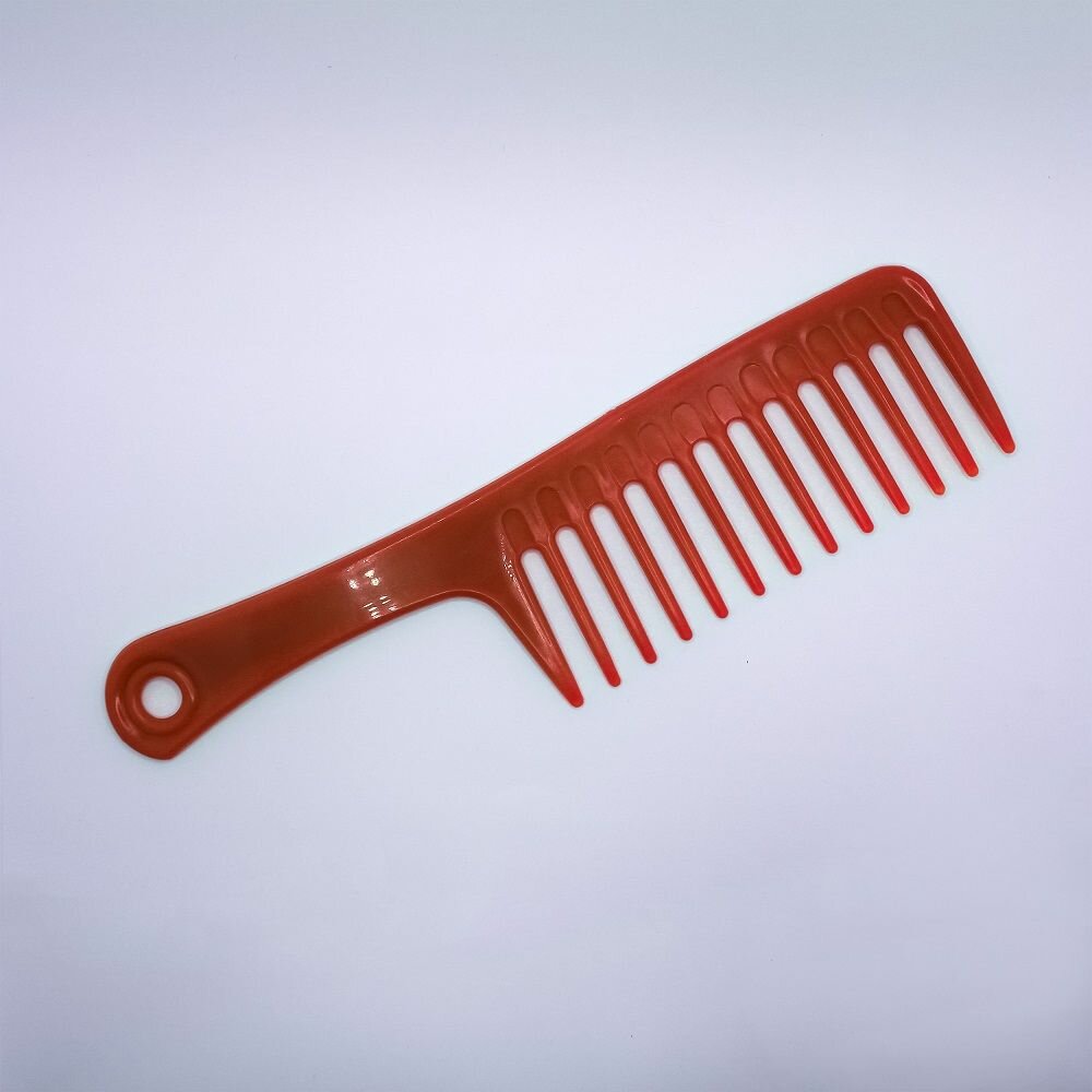 Расческа- гребень для волос с ручкой пластик 24 см, красный