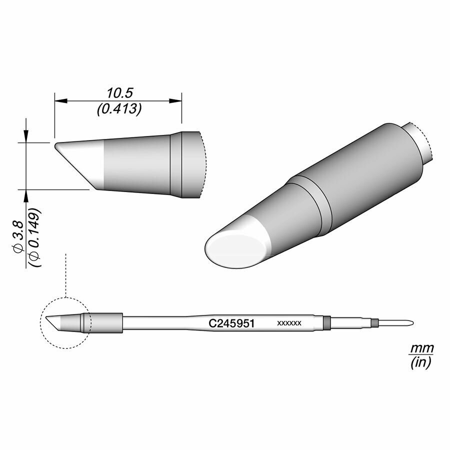Жало скошенное 3.8mm JBC C245951 для индукционных паяльных станций