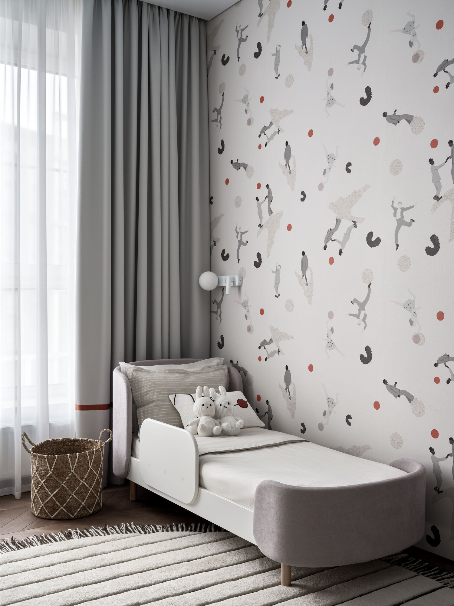 Кровать KIDI Soft для детей от 3 до 7 лет (серый)