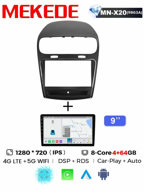 Магнитола 9" Mekede MN X20 Pro 4/64 Gb Dodge Journey JC 2011-2020 carplay