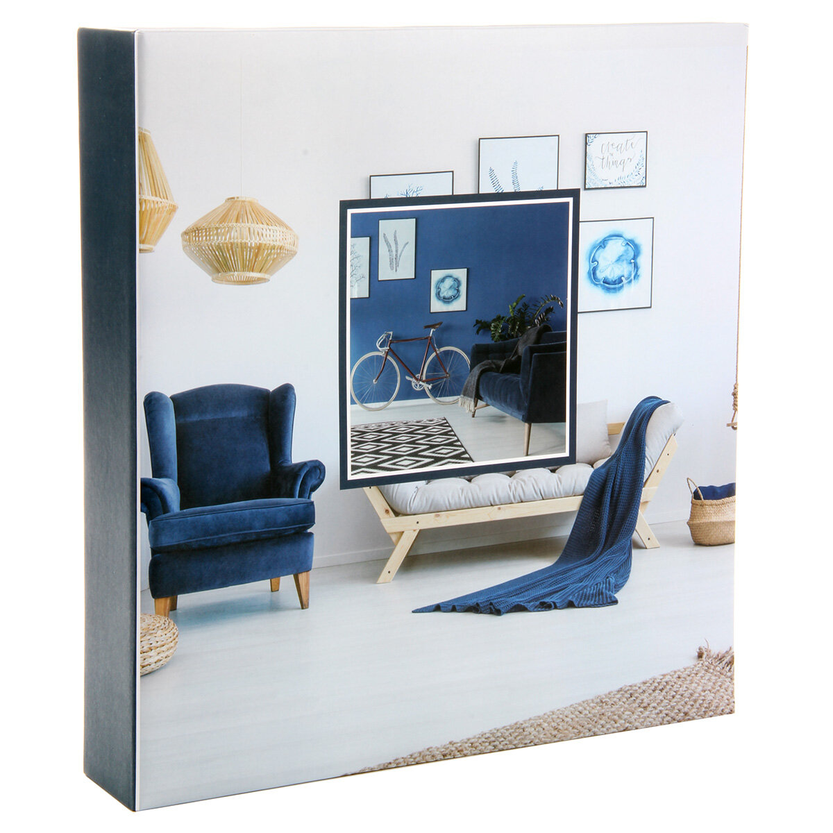 Папка на кольцах для документов, рисунков, фотографий, грамот, сертификатов, формата до 20х30, 21х30 (а4), интерьер, синий GF 6605