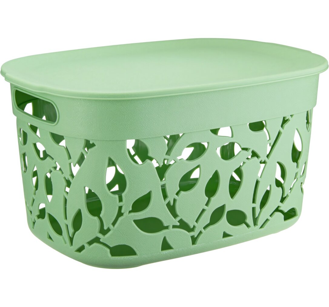 Коробка флора 12л с крышкой, мята, универсальная, для хранения