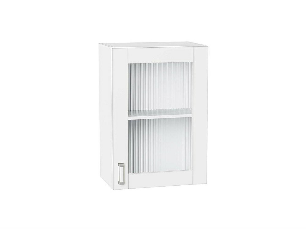 VVT Шкаф верхний с 1-ой остекленной дверцей Лофт Белый, White Silk, 720, 500 В*Ш*Г 716*500*320, фасад МДФ/Стекло White Silk, корпус Белый White Silk