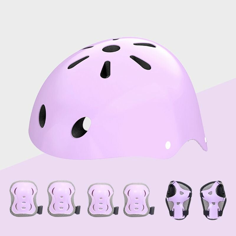 Комплект защиты для роликов, велосипеда, скейтборда для детей 2-6 лет: шлем, наколенники, защита локтей и запястья