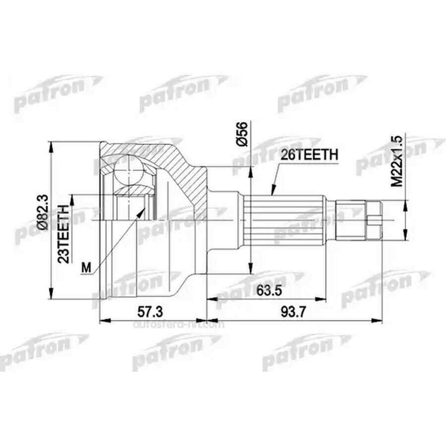 PATRON PCV1135 ШРУС наруж. к-кт 26x56x23 MAZDA 626 9.87-92