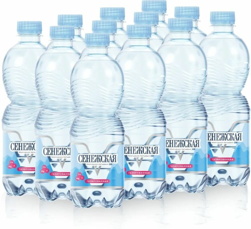 Вода газированная Сенежская питьевая, 0.5л х 12шт