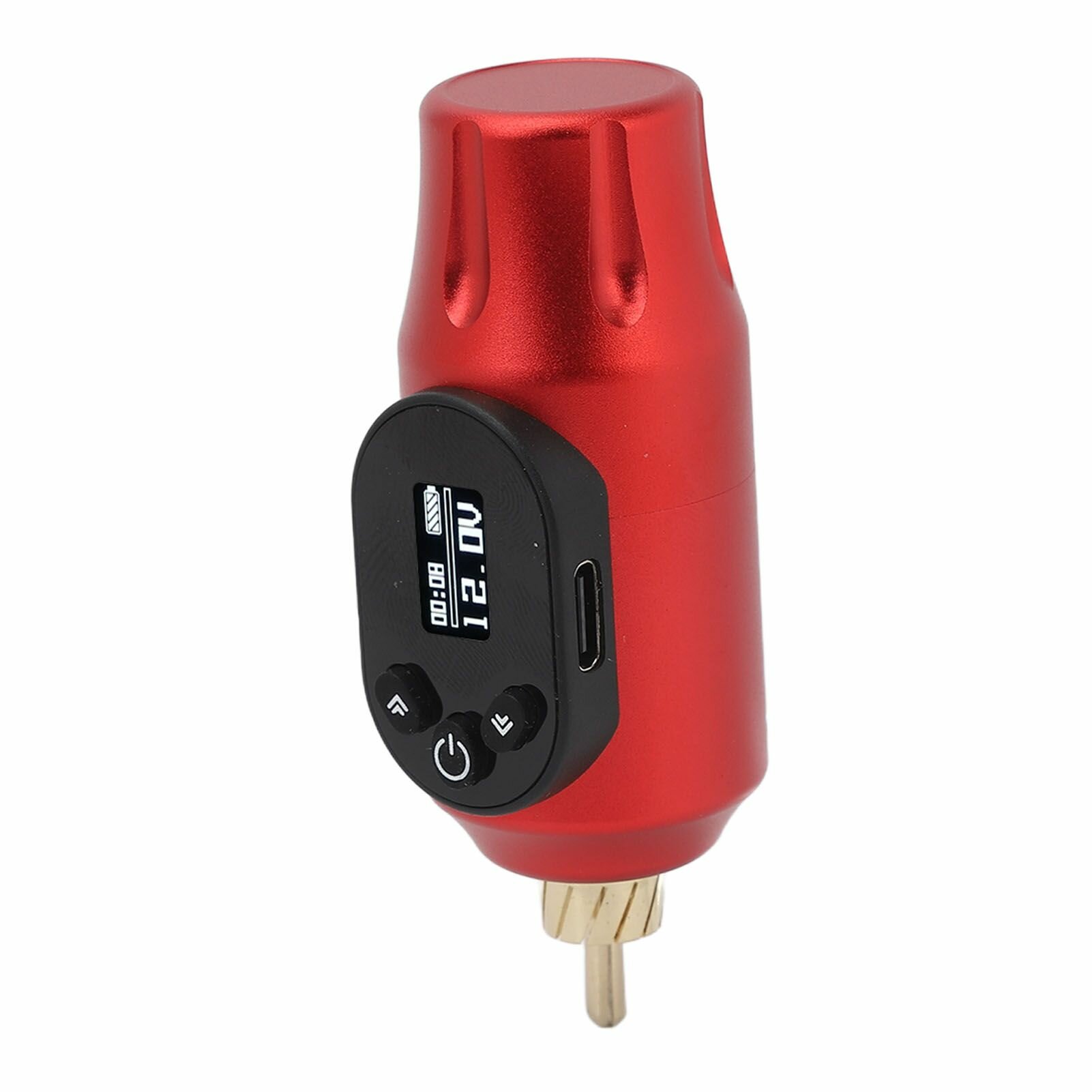 Беспроводной блок питания для татуировок с OLED-дисплеем, быстрой зарядкой и аккумулятором 2000mAh, RCA интерфейс, красный