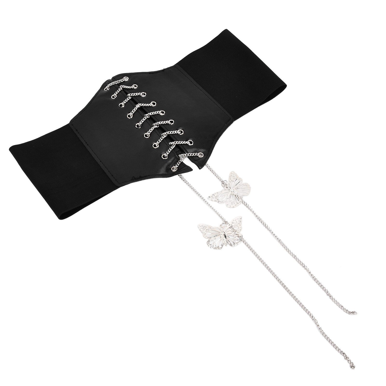 Черный корсетный пояс Уникальный дизайн Винтажный стиль Искусственная кожа Удобный прочный поясной корсетный пояс