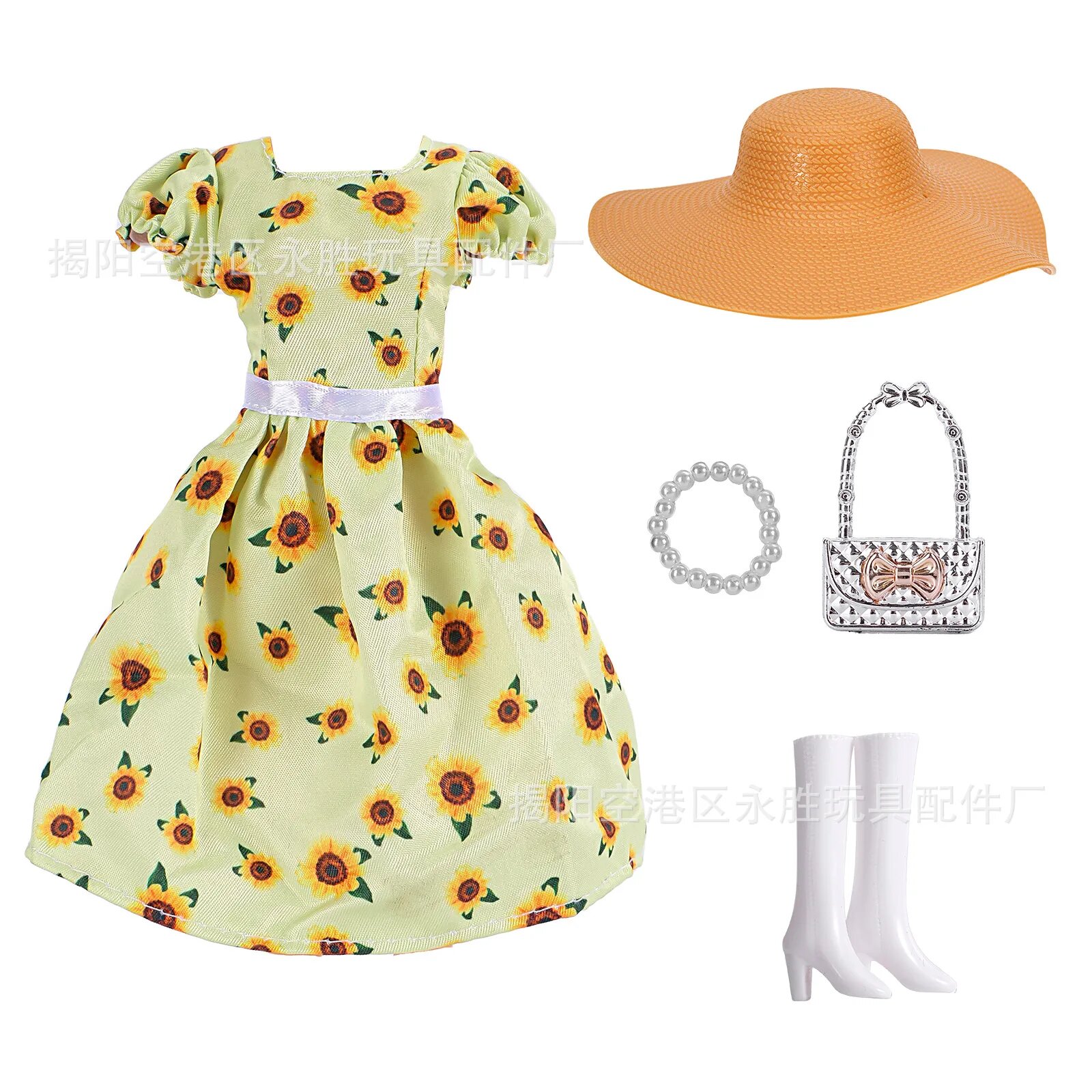 1 комплект новой кукольной одежды с цветочным принтом, сумка-труба, верхняя одежда для 11,5 дюймов, 30 см, кукла Барби, шляпа, обувь для девочек, игрушка в подарок