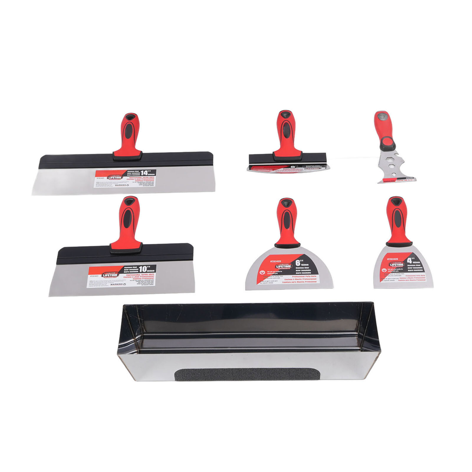 Набор шпателей из нержавеющей стали, ручной шпатель, лоток для шпаклевки 14 дюймов для ремонта гипсокартона, отделки и удаления обоев.