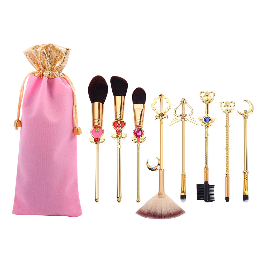 8 шт. Аниме Сейлор Луны Макияж кисти набор металлическая ручка косметическая кисточка для век пуш