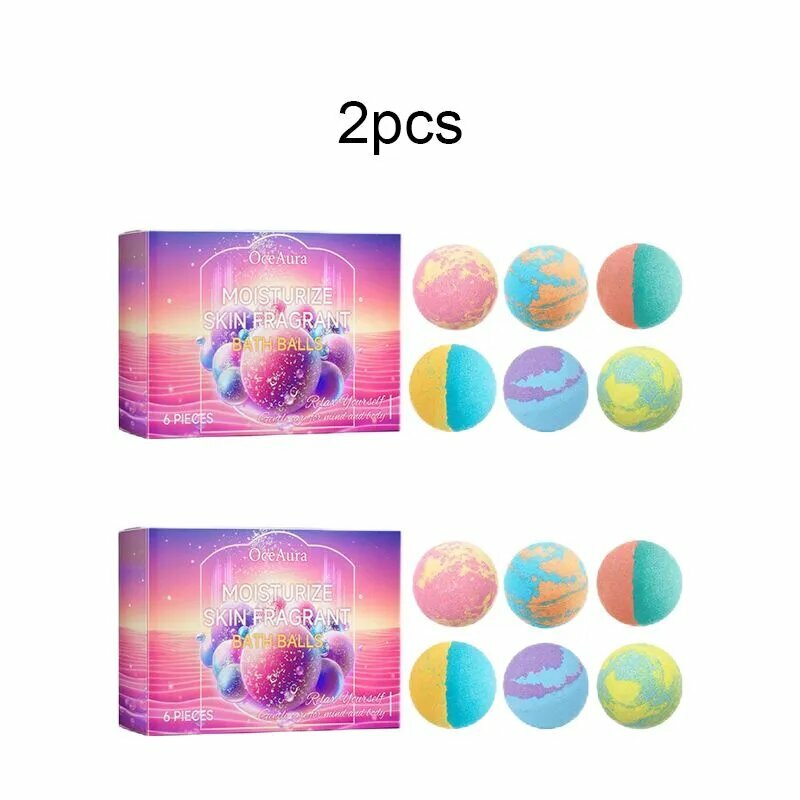 OceAura 2pcs Шарик для ванны, глубокое очищение и увлажнение, цветочный аромат ботаники