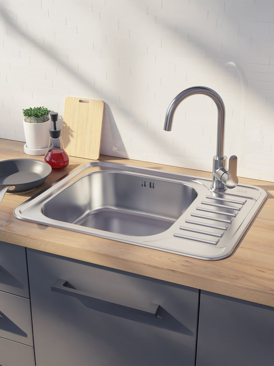 Мойка для кухни IDDIS Basic BAS65SLi77 650*500 нержавеющая сталь, сатин, чаша слева