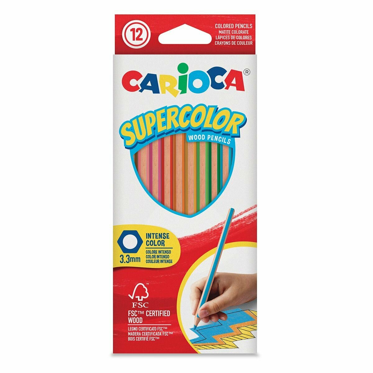 CARIOCA Supercolor набор цветных карандашей для рисования, деревянные, заточенные, 12 цветов 43391