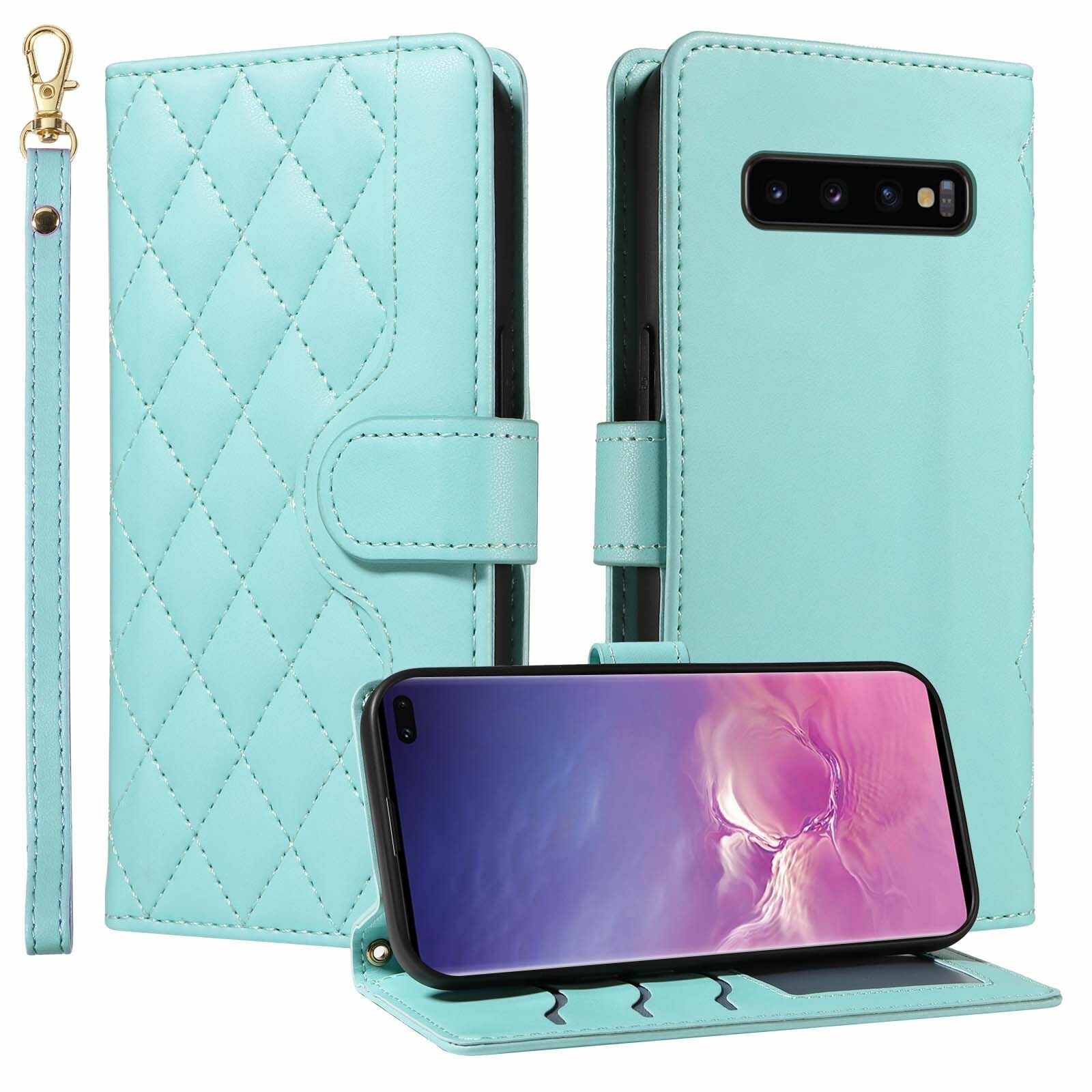 Чехол из матовой кожи для Samsung Galaxy S10+, S10 Plus (Самсунг Галакси С10 Плюс) , роскошный и стильный, устойчивый к падениям, со слотом для карт, с длинным и коротким шнурками