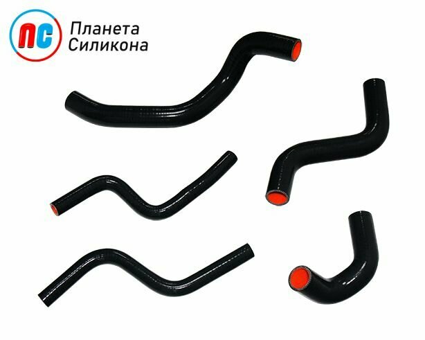Силиконовые патрубки системы охлаждения Hyundai Getz 1,4 АКПП (комплект 5 штук)