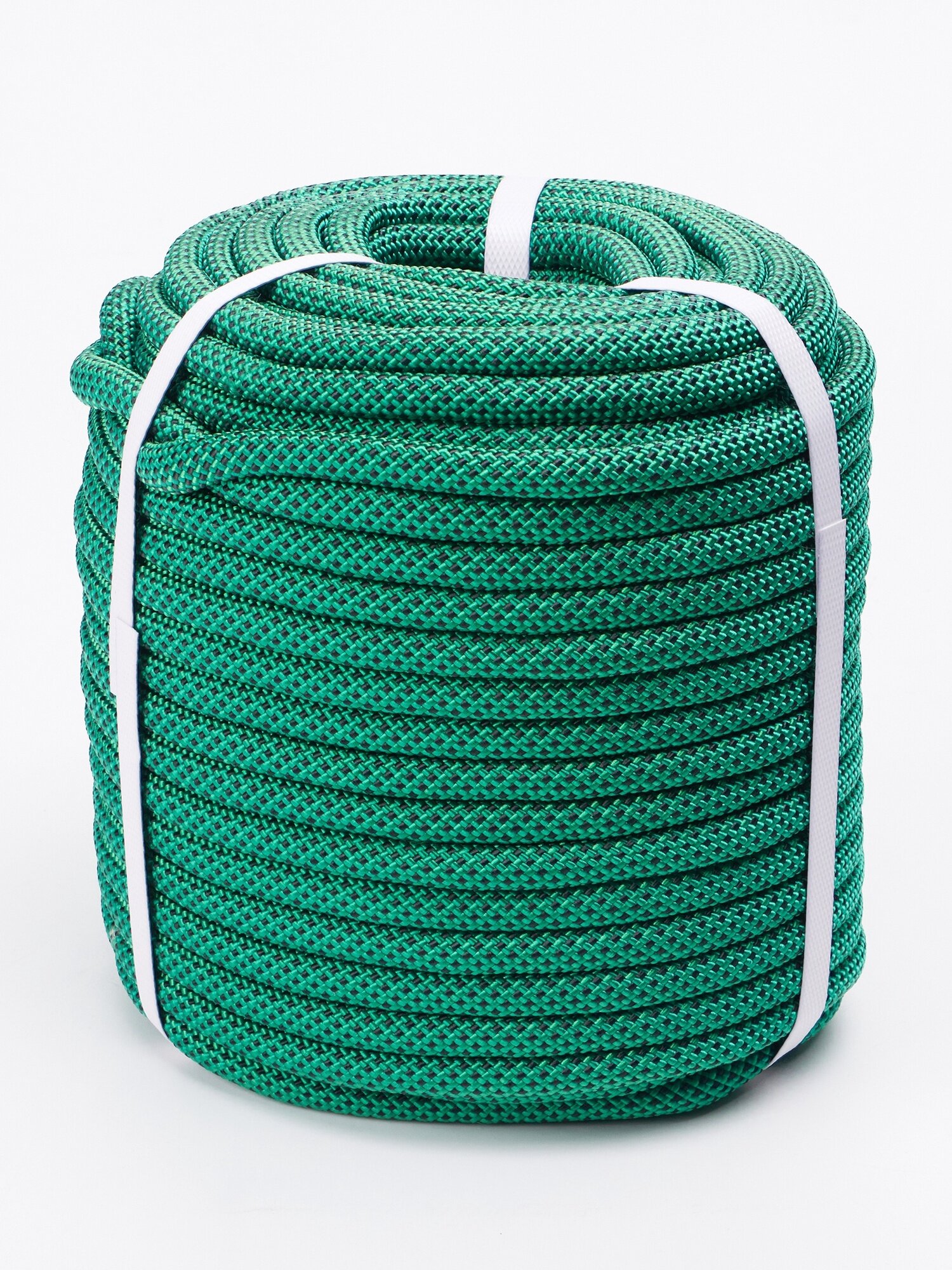 Веревка страховочно-спасательная "Climb" 48 прядная, черно-зеленая, d= 10 мм, 50 м