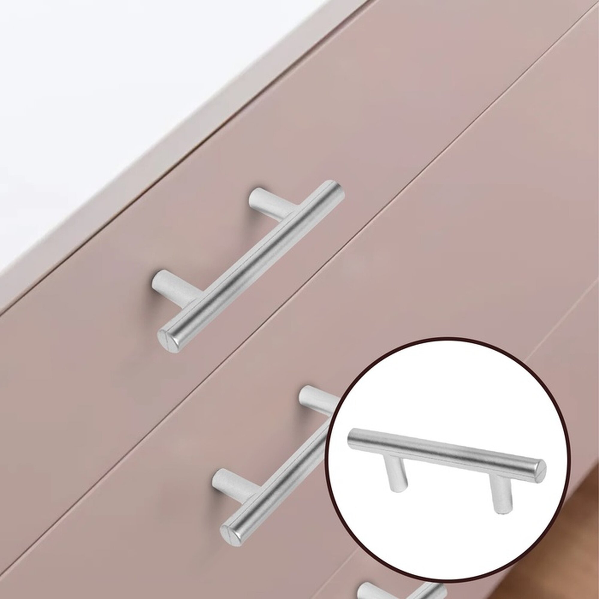 Ручка-рейлинг тундра HARLOW, пластик, d=12 мм, м/о 64 мм, цвет матовый хром, 4 шт