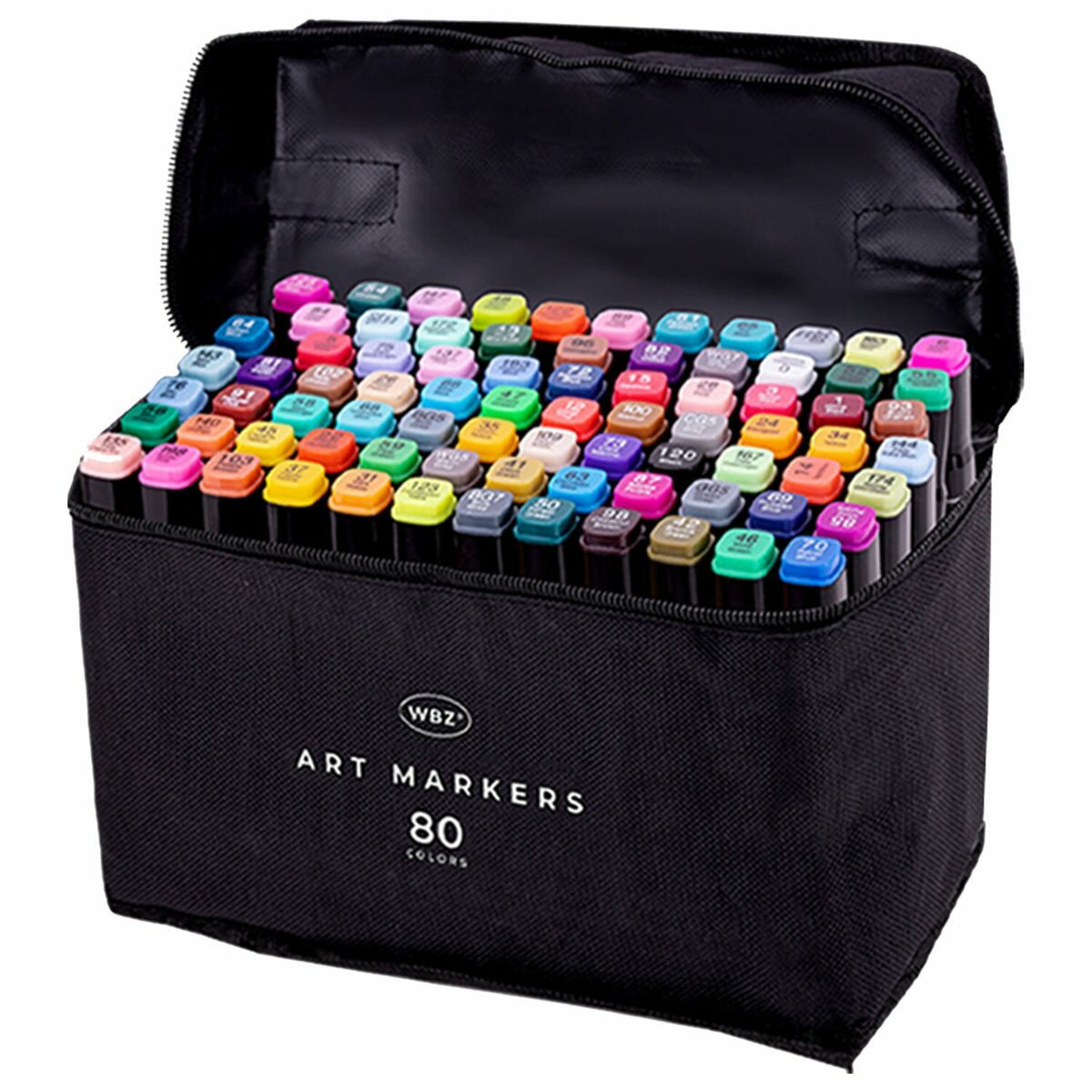 Набор маркеров художественных двусторонних WBZ, 80шт, текстильный чехол (152575)