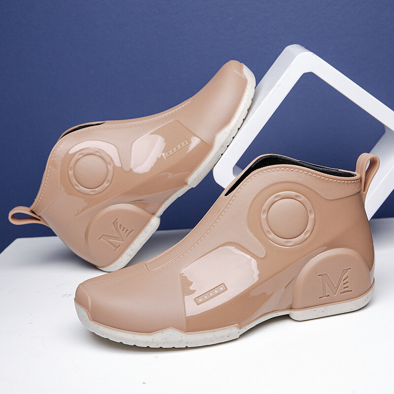 Полусапоги мужские уличные низкие водонепроницаемые ботинки модные короткие резиновые сапоги для мужчин и женщин высококачественные мягкие нескользящие резиновые сапоги резиновые бахилы