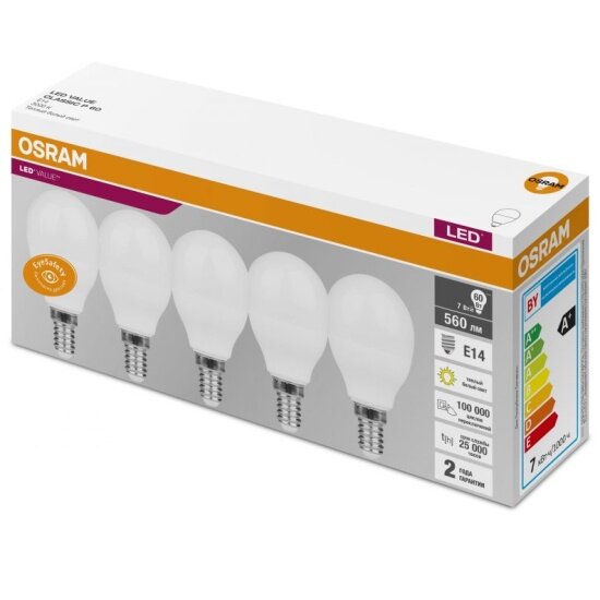 Светодиодная лампа LVCLP60 7SW/830 230V E14 OSRAM (упаковка 5 шт)