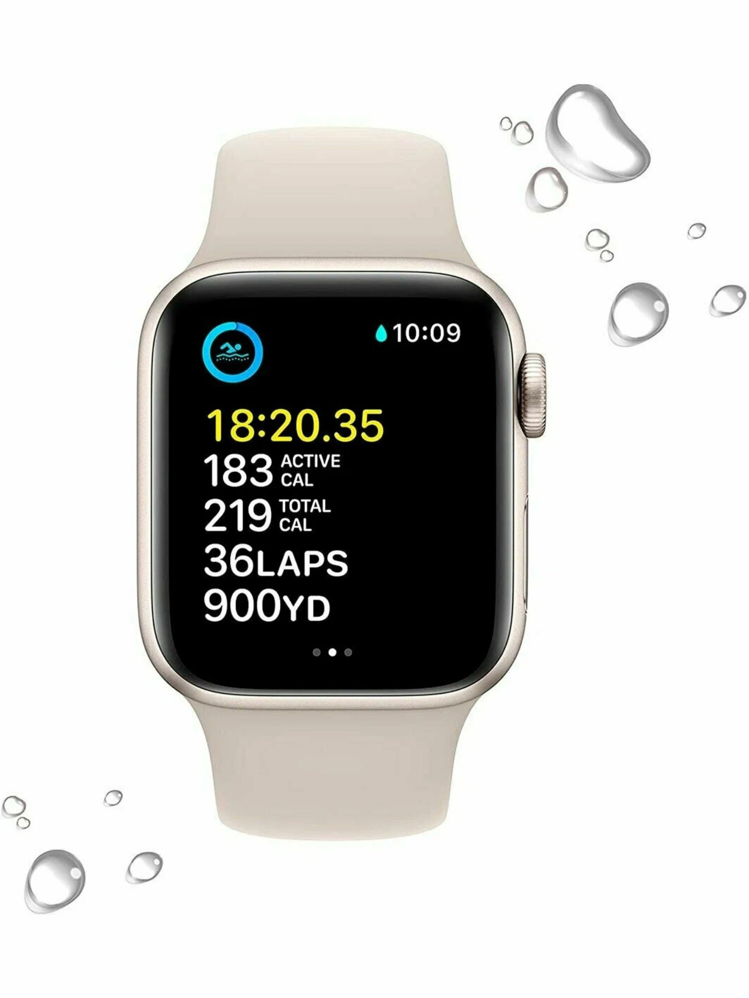 Умные часы Apple Watch SE 2024 GPS 44mm Starlight Aluminium Case with Starlight Sport Band - M/L