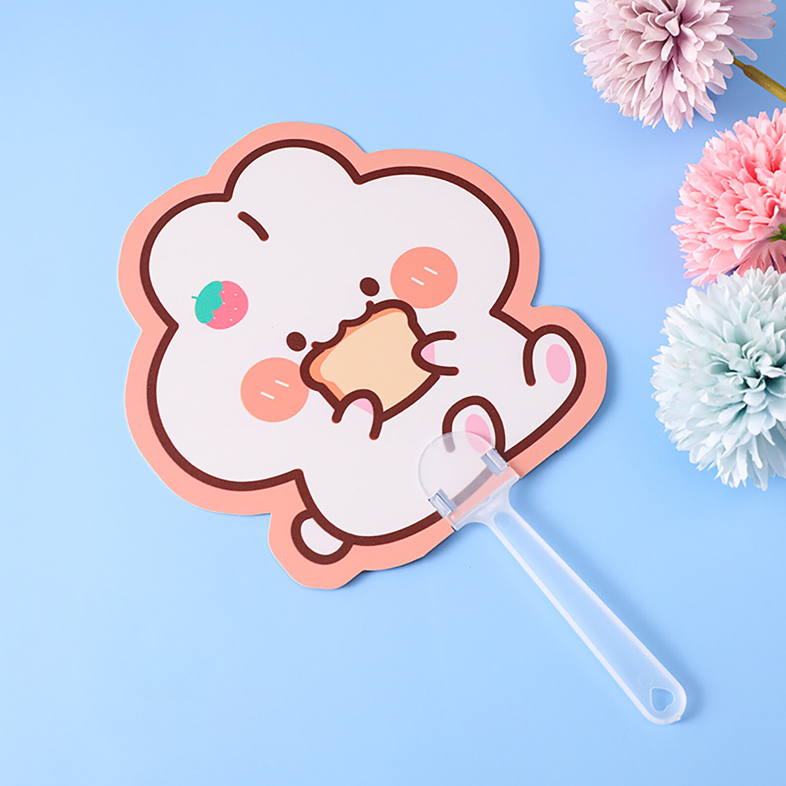 Милые мультяшные ручные веера из полипропилена, маленькие портативные летние веера для детей и студентов, хлебный кролик.