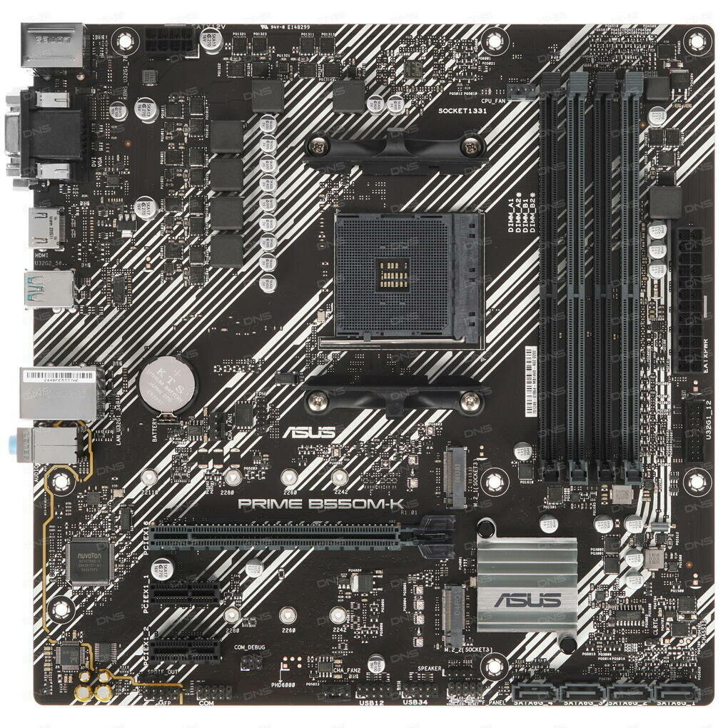 Материнская плата ASUS PRIME B550M-K (PRIME B550M-K) - AM4, AMD B550, 4хDDR4-3200 МГц, 1хPCI-Ex16, 2хM.2, Micro-ATX