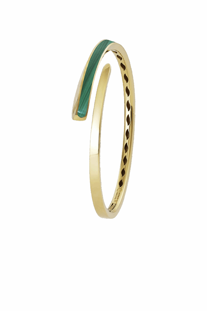 Браслет, желтое золото, 750 проба, малахит