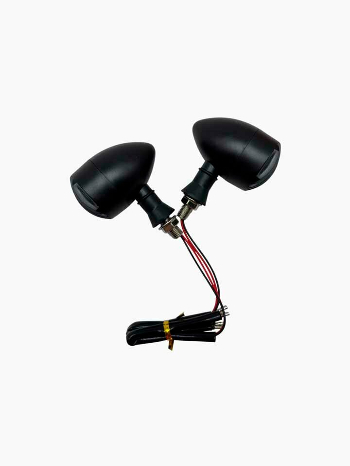 Поворотники на мопед, скутер, мотоцикл Альфа, Дельта, Zodiak, Dingo, Atlant, Must круглые с защитой (светодиодные, универсальные)