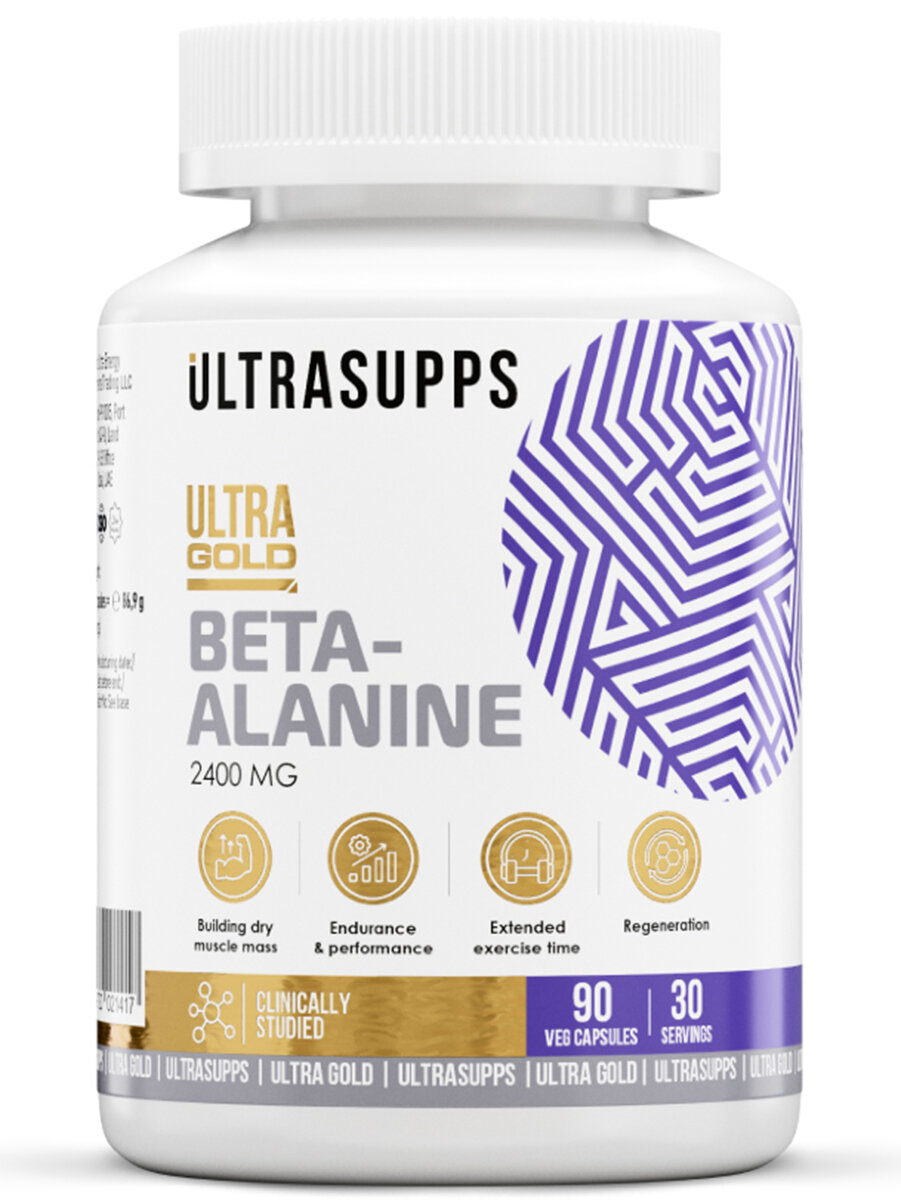 Бета-аланин 2400 мг UltraSupps Ultra Gold Beta-Alanine - 90 вег. капсул