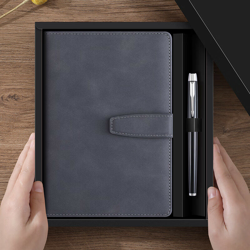 Faramon Notebook Gift Box Set Business Sheepskin Office Notebook Gift Box High-end Gifts Souvenirs Company Annual Meeting Gifts Customizable Gray - Buckle Style/Gift Boxed