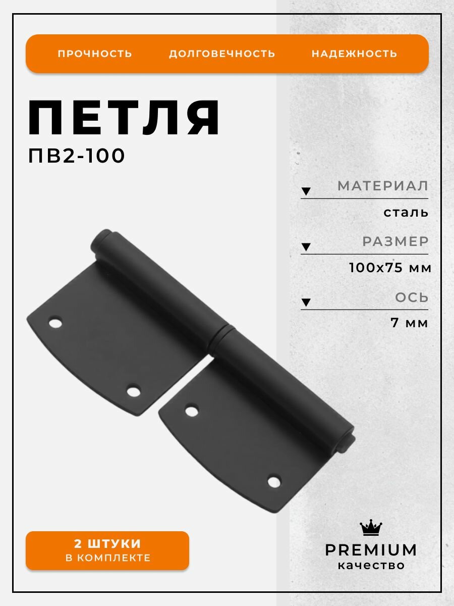 Петля ПВ2-100 (черный) (комплект 2шт)