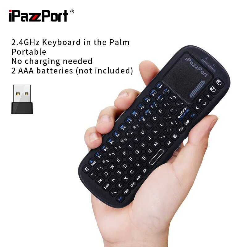 IPazzPort KP-810-19s Беспроводная мини-клавиатура с тачпадом