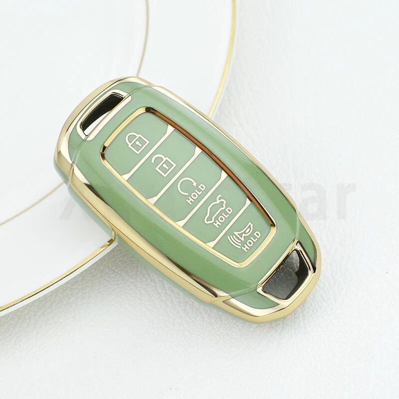 Чехол для автомобильного ключа Hyundai Solaris Sonata Palisade Kona Creta I20 green key cover(GLD)