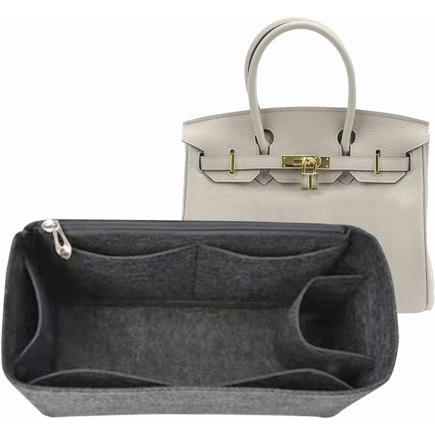 Органайзер для сумки Birkin 25, серый фетр
