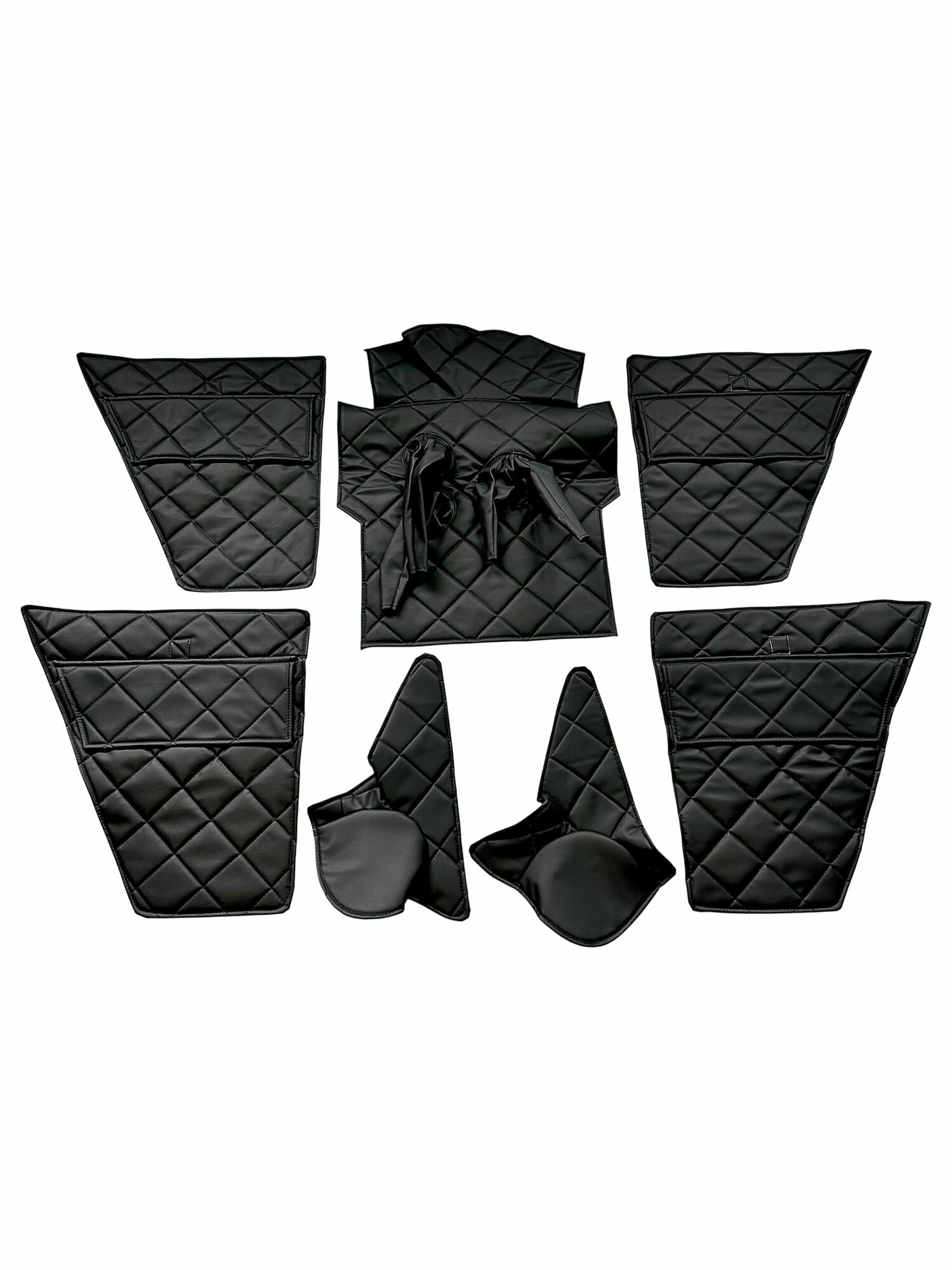 Обивка салона УАЗ 469 (в/кожа, поролон, ватин) чёрный ромб 7 предметов