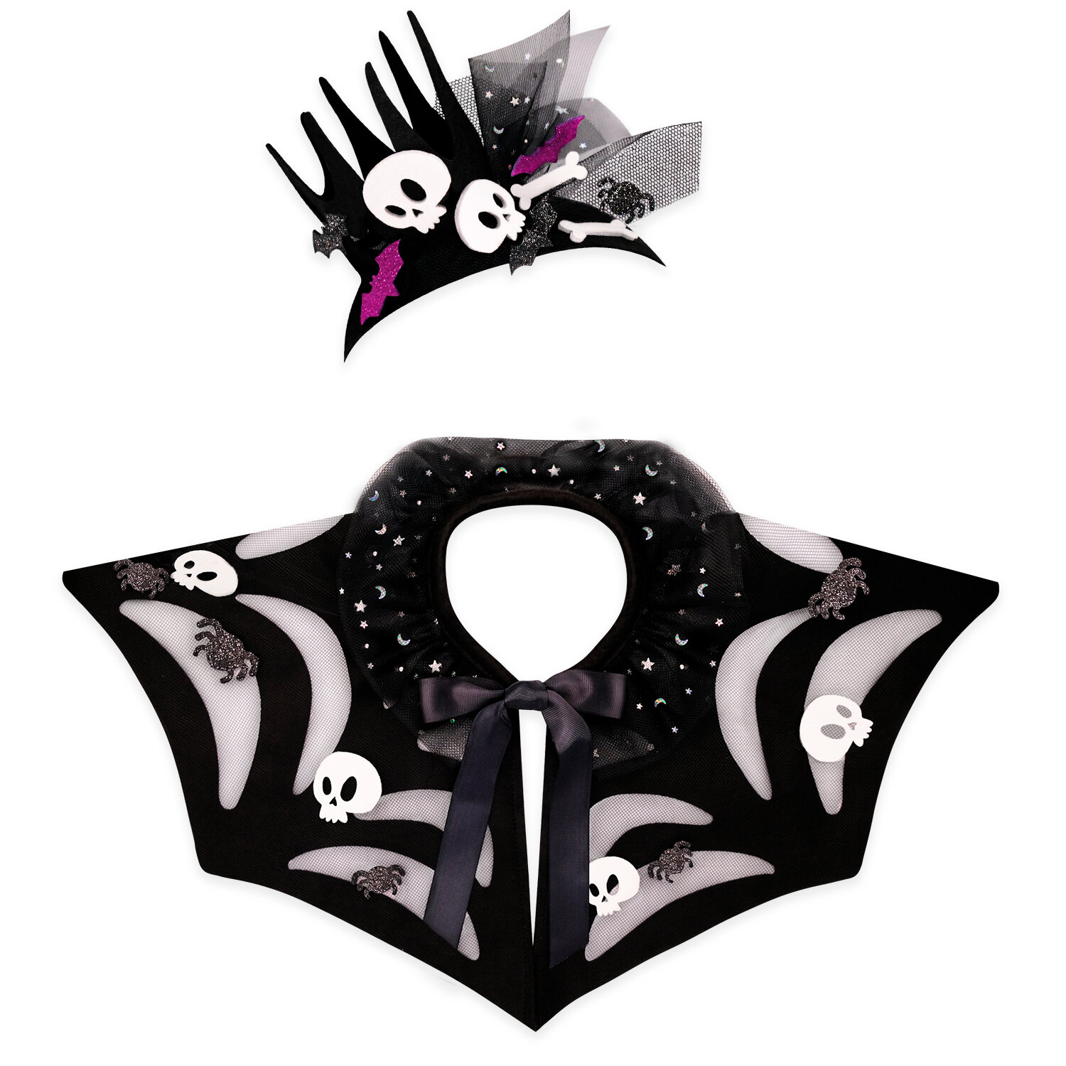 Костюм карнавальный Санта Лючия черная принцесса, фатин, фетр, ЭВА глиттер