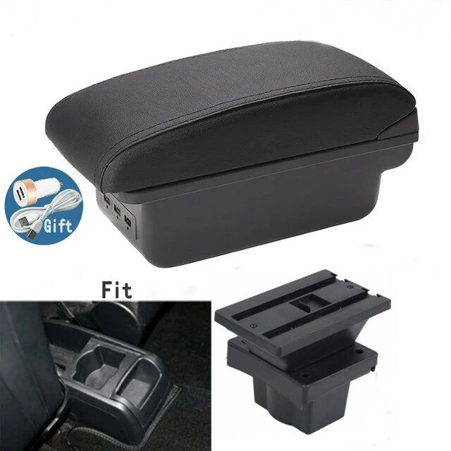 Подлокотник для Skoda Yeti Octavia A5, центральный контейнер для хранения с подлокотником и подстаканником, с USB-интерфейсом B-Black black line