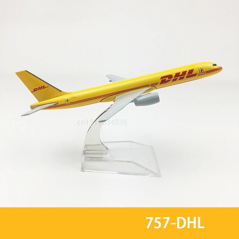 Металлическая модель самолёта SOCOA Boeing 737 747 757 767 777 787 15 см Желтый, 757 DHL