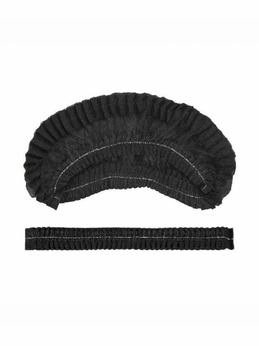 Шапочки UNITE - Шарлотта, на резинке, Черные, 12г/м2, 100 шт