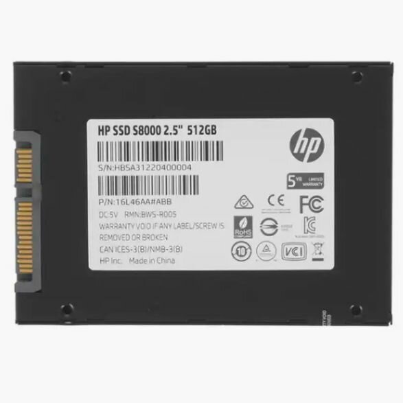 512 ГБ SSD 2.5" накопитель HP S8000 (16L46AA#UUF) - SATA3 6.0 Гбит/с, чтение - 564 Мбайт/с, запись - 520 Мбайт/с, 3D NAND