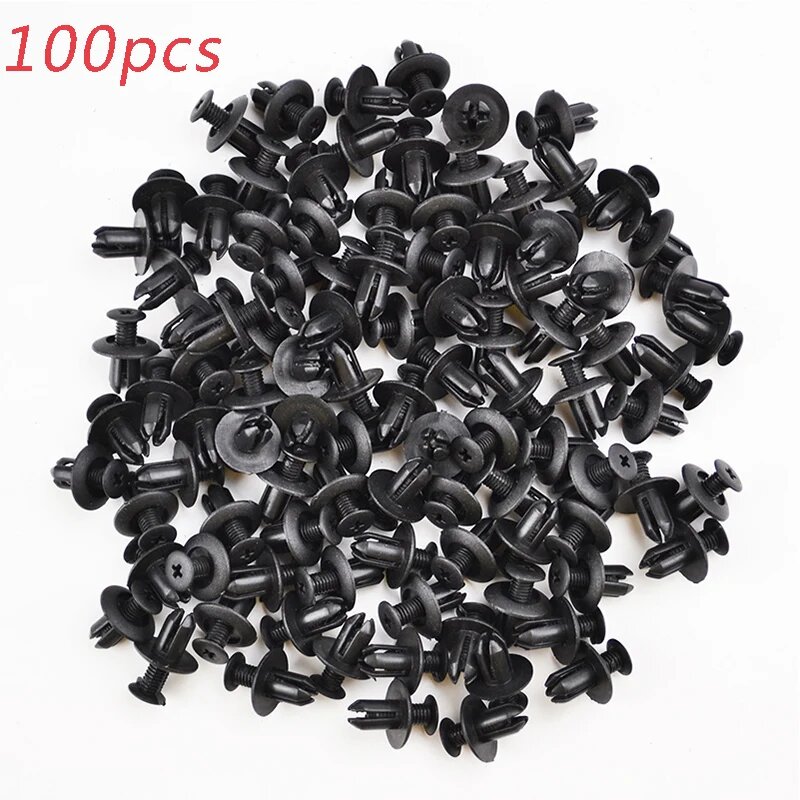 100 Шт. Пластиковых Клипс 8 Мм Для Крепления Бампера Автомобиля, Черные Автомобильные Винты Для Toyota, Focus, Kia, Nissan